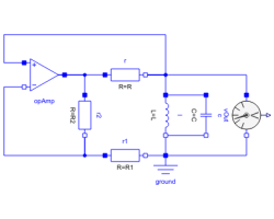 Modelica: Electrical.Analog.Examples.OpAmps.LCOscillator